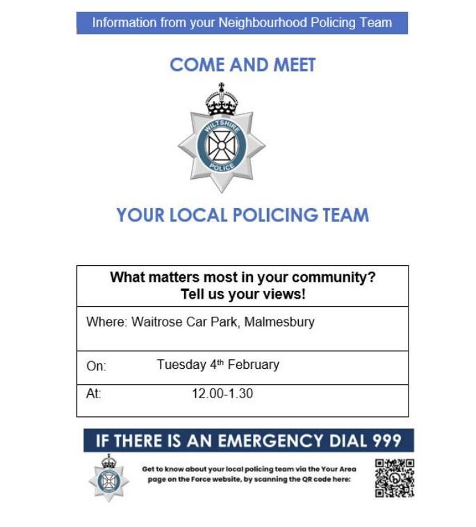 Malmesbury Town Council - Come and meet your Policing Team-Community Events